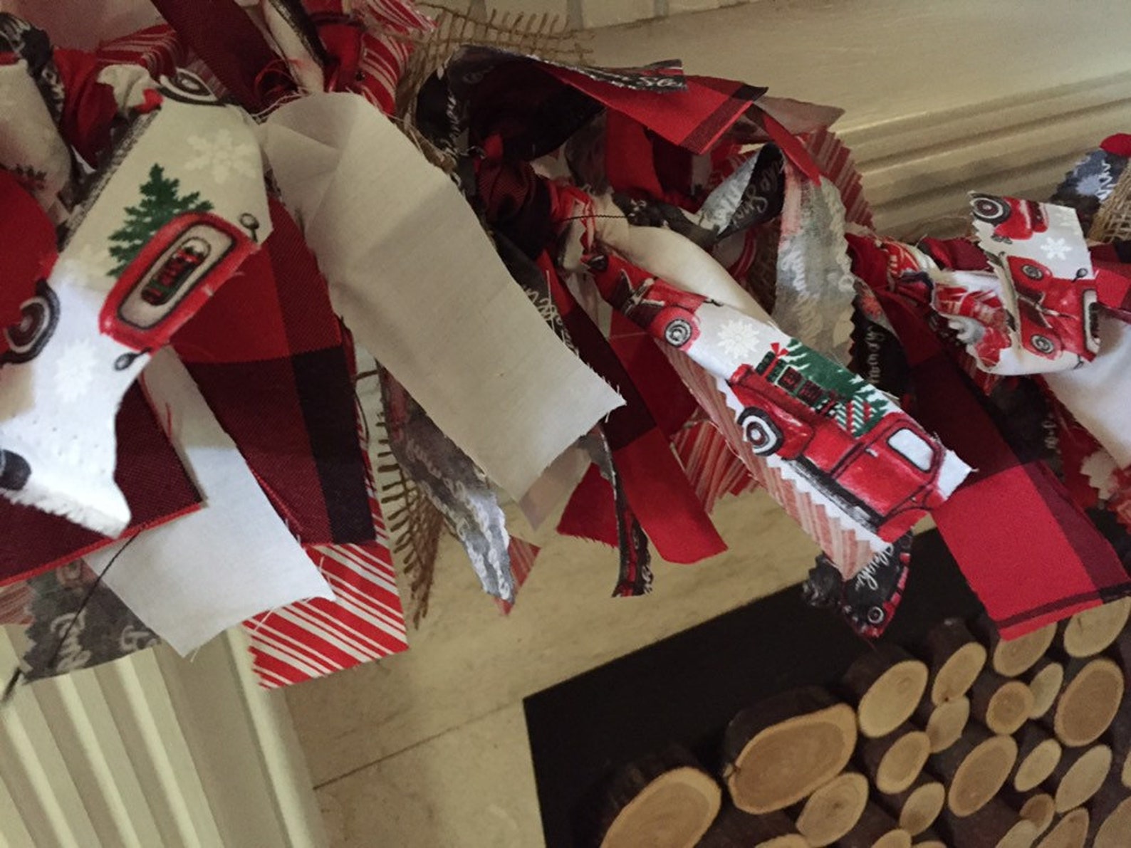 Christmas Rag Garland Red Truck Garland Red Truck Decor - Etsy