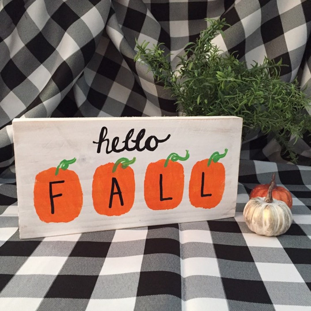 Hello FALL Pumpkin Sign | Fall Tiered Tray Decor | Farmhouse Fall ...