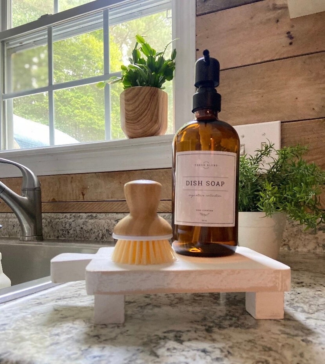 White Sink Riser Tray , Soap Stand , Wood Riser , Kitchen Tray , Dish ...