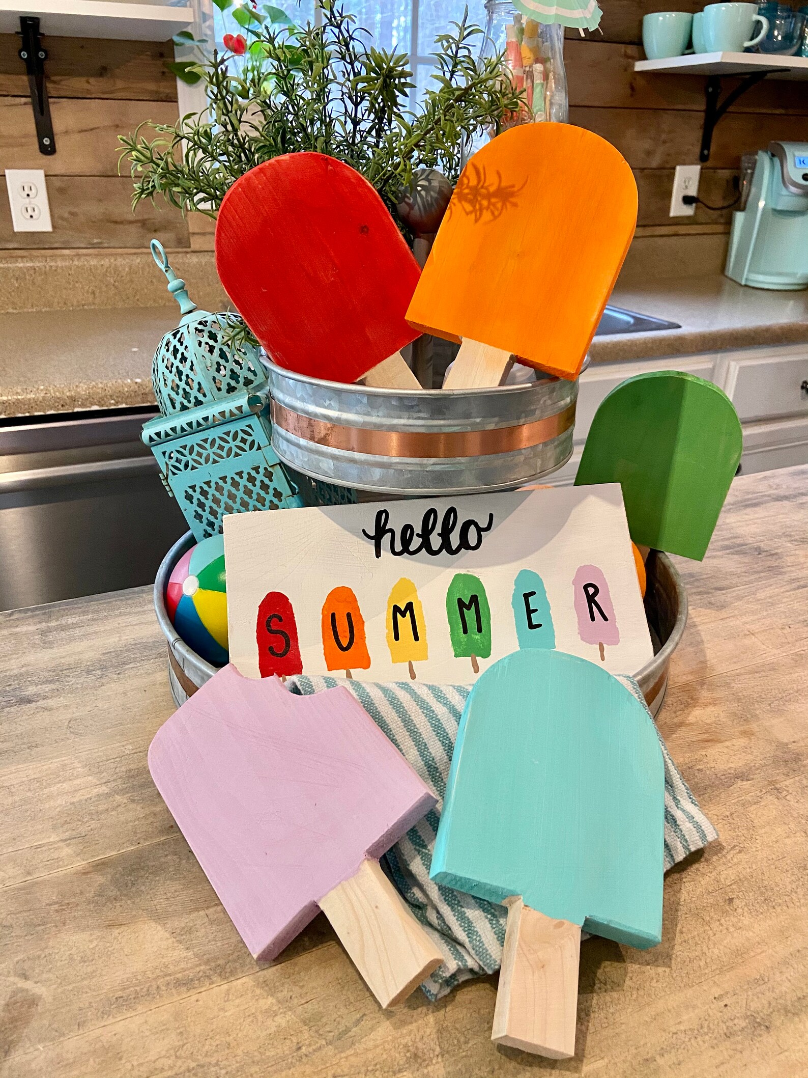 Summer Tiered Tray Decor Set of 2 Wood Popsicles Popsicle | Etsy