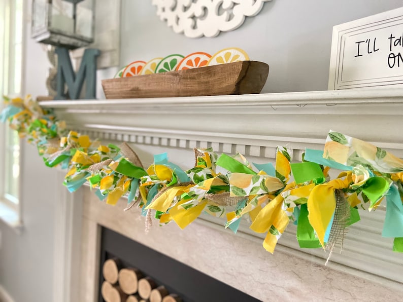 Lemon Rag Garland: 6ft Summer Farmhouse Decor - Etsy