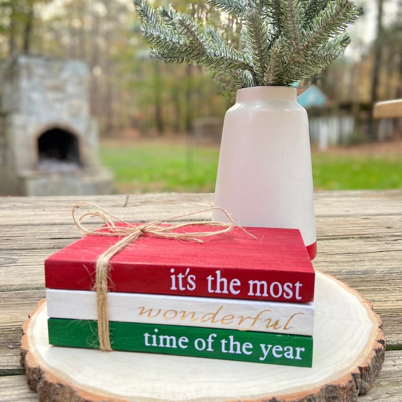 Christmas Book Stack - Etsy