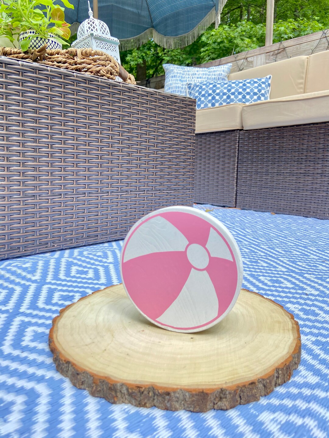 Pink Beach Decor | Pink Wooden Beach Ball | Coastal Cowgirl | Summer ...