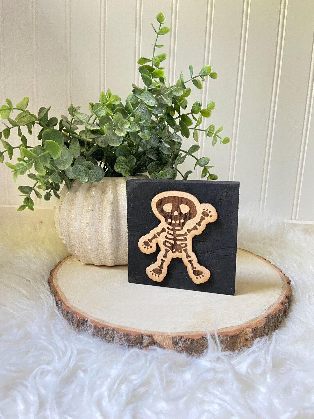Laser Engraved Skeleton Block Sign - Halloween Decor (4x4) - Etsy