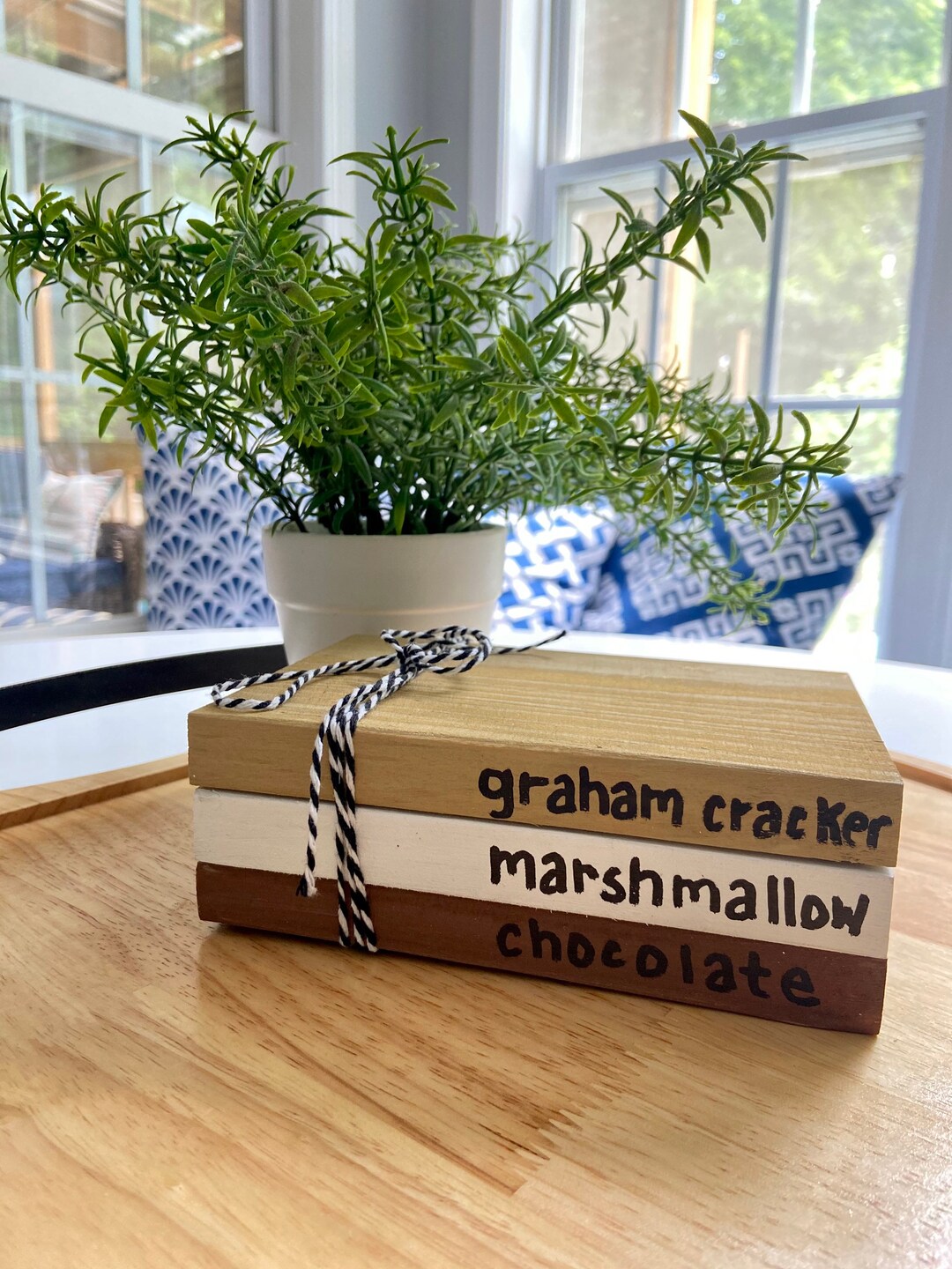 Hand Lettered Smores Book Stack: Reclaimed Wood Tiered Tray Decor - Etsy