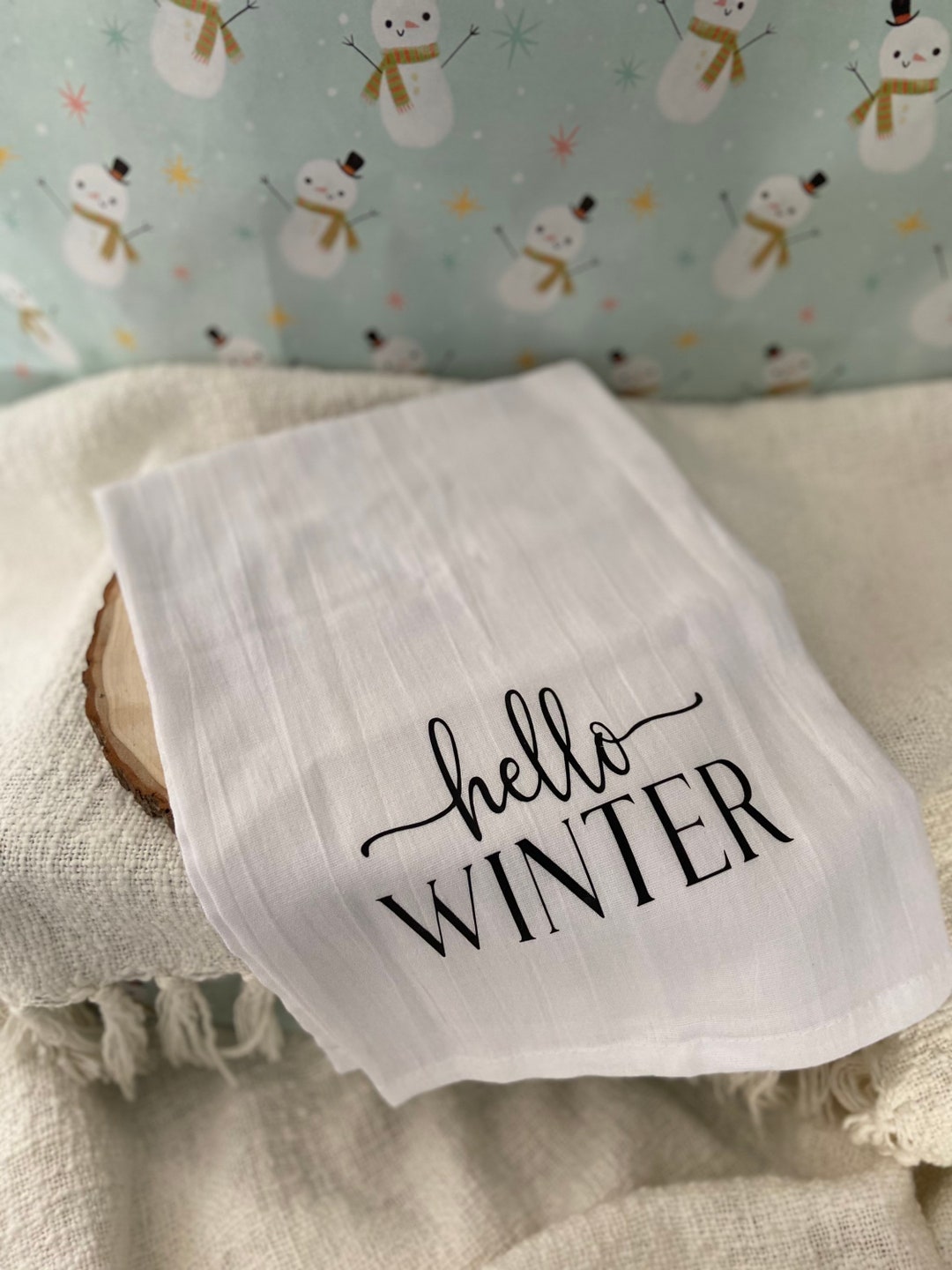 Hello Winter Kitchen Towel Winter Tea Towel Winter Coffee - Etsy