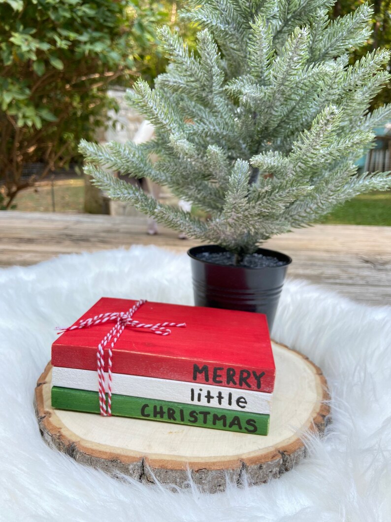 Christmas Book Stack Merry Little Christmas Book Stack - Etsy