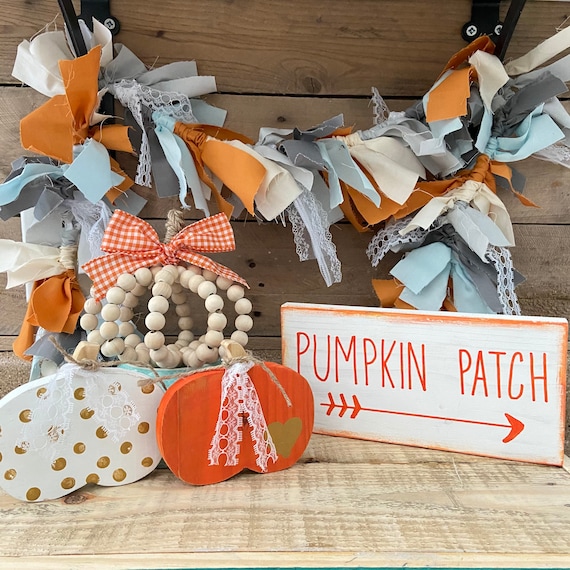 Fall Decor Big Bundle Fall Decor Rag Garland Wood Bead - Etsy