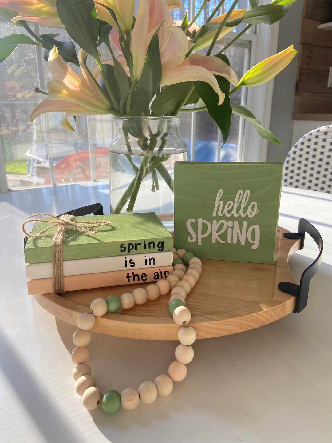 Spring Tiered Tray Bundle Hello Spring Sign Spring Book - Etsy