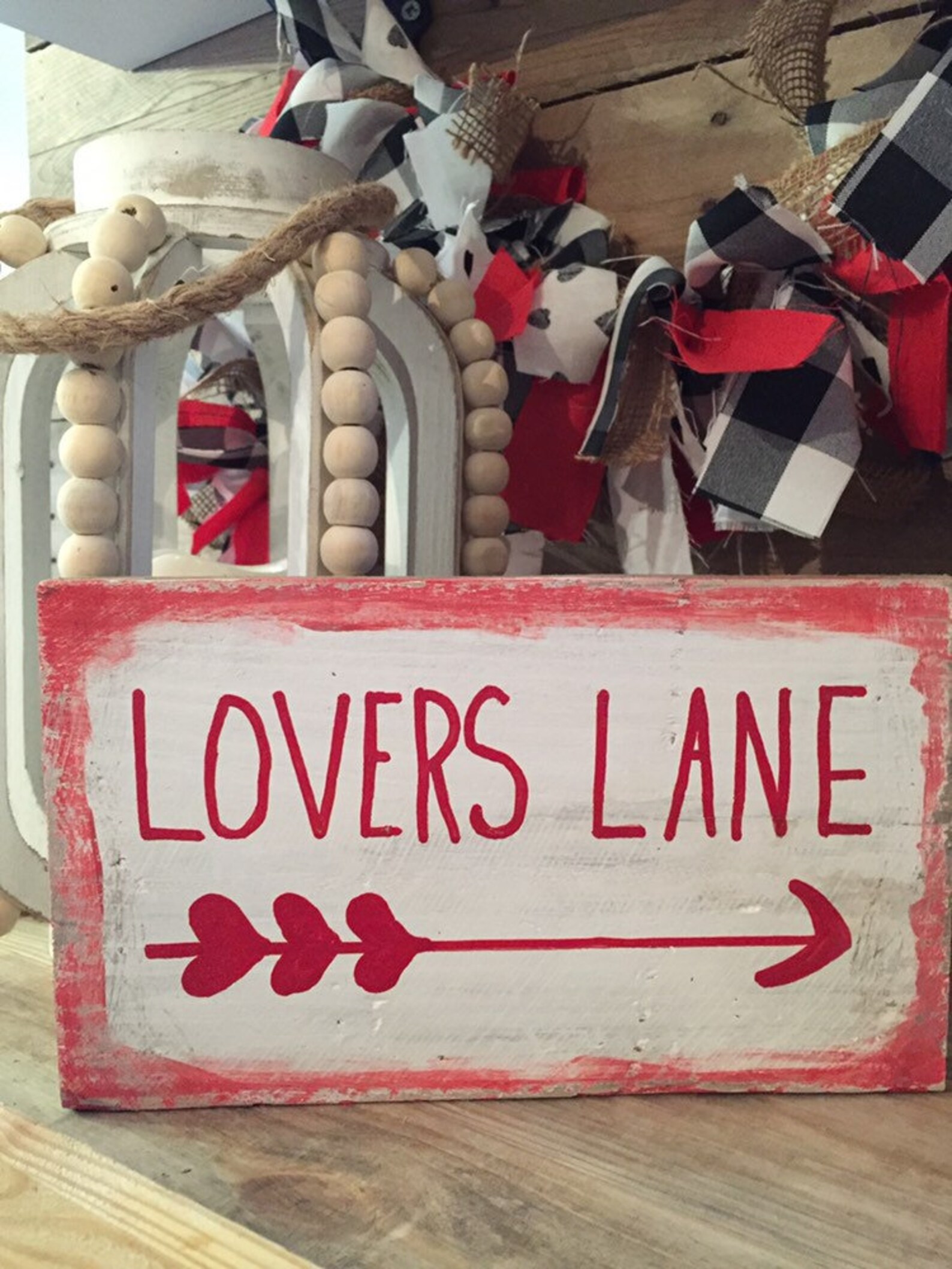 Lovers Lane Valentines Day Wooden Sign Perfect for Tiered | Etsy