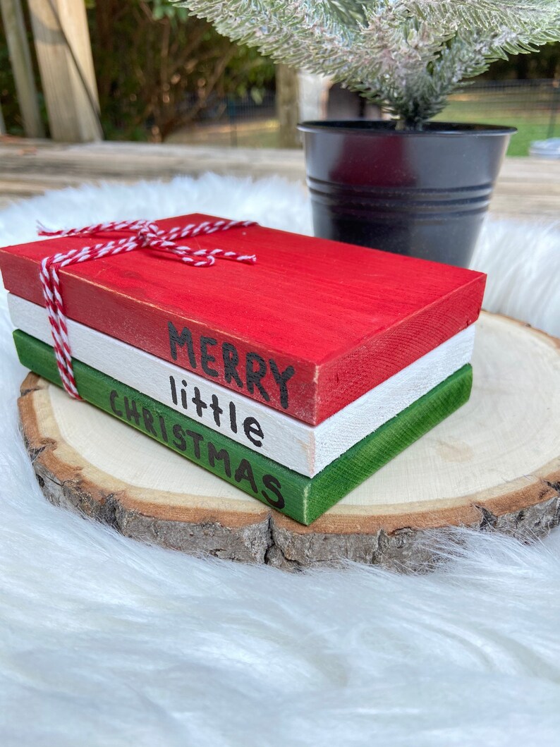 Christmas Book Stack Merry Little Christmas Book Stack - Etsy