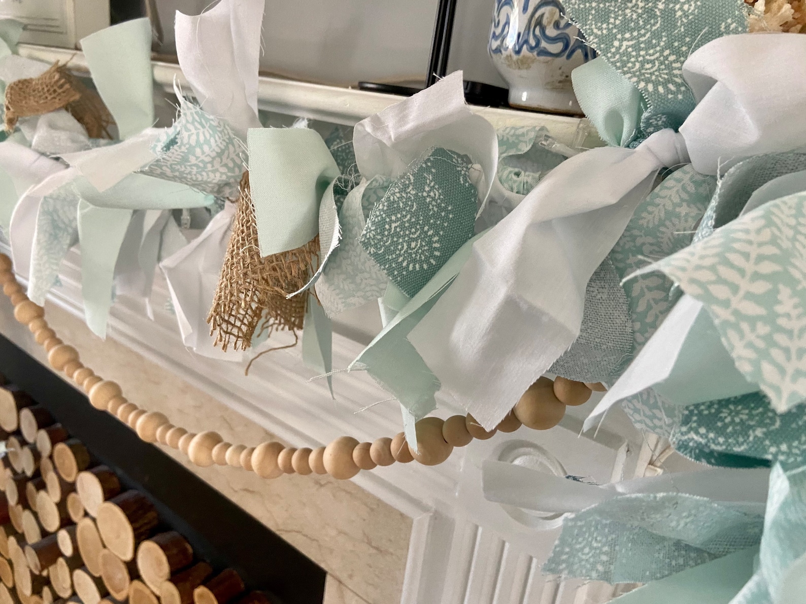 Coastal Rag Garland Coastal Decor Coastal Farmhouse - Etsy