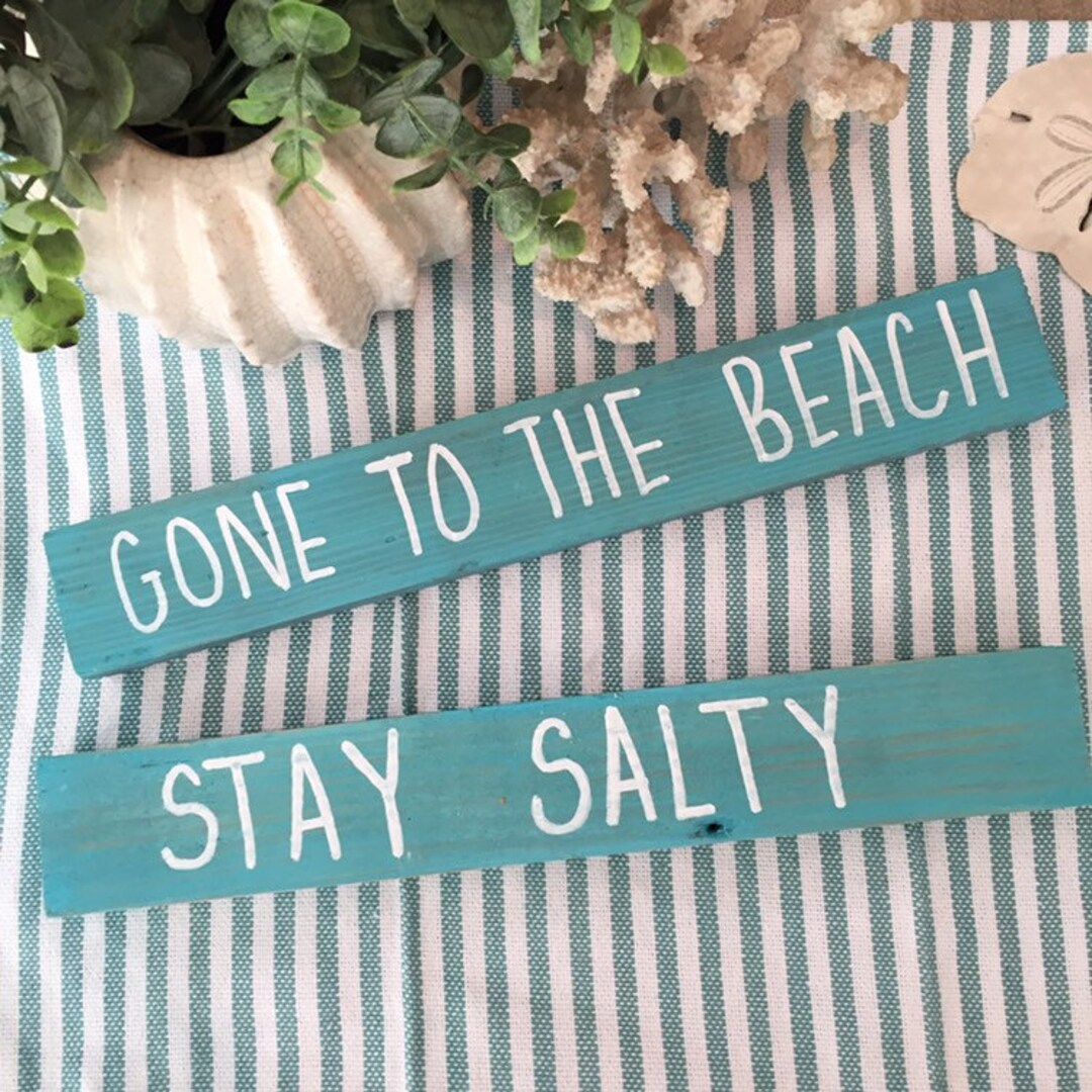Mini Wooden Beach Signs: Stay Salty, Gone to the Beach - Set of 2 - Etsy