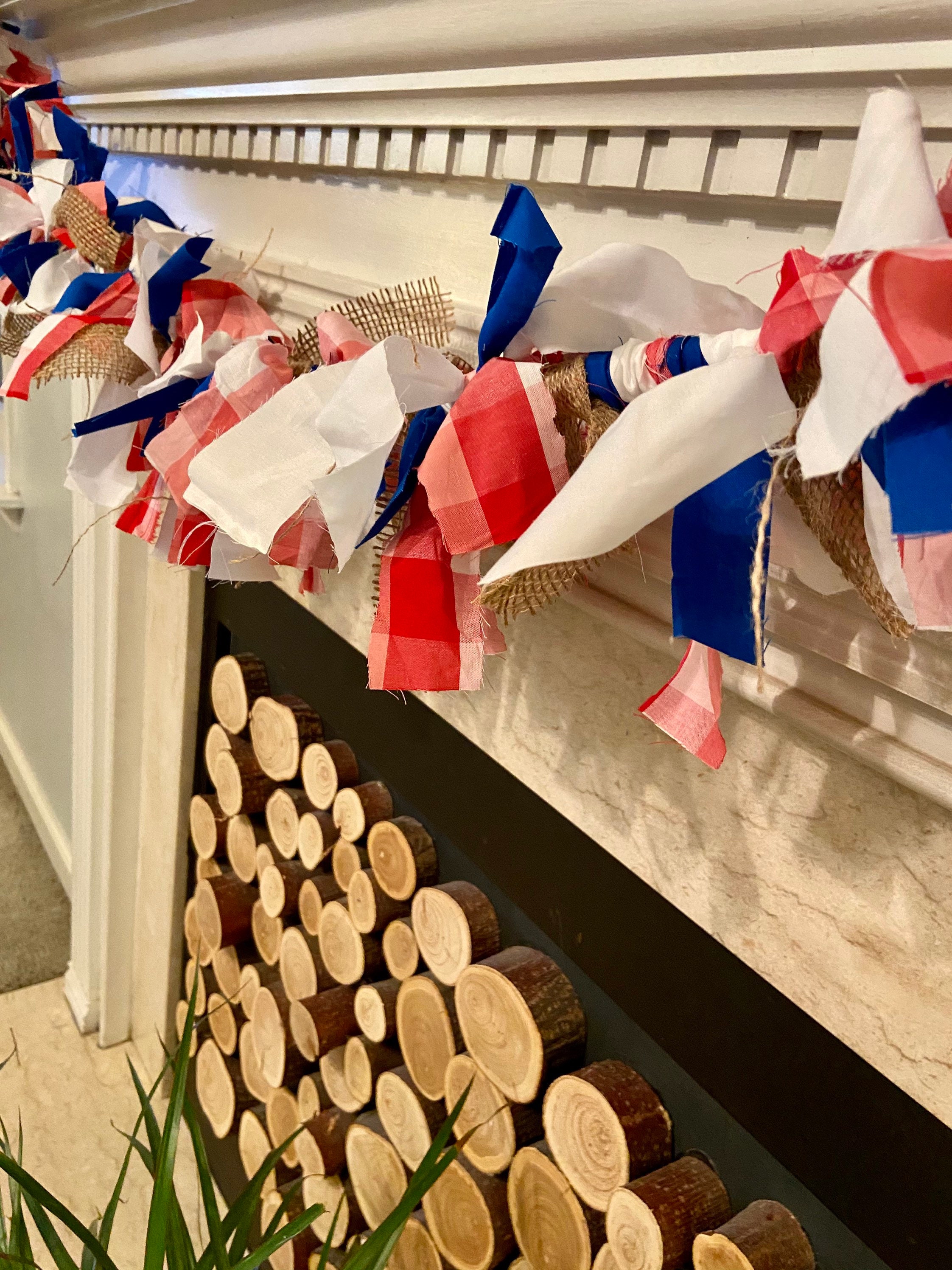 Patriotic Bundle 3 Wooden Firecrackers Fireworks & Rag Garland 4th of ...