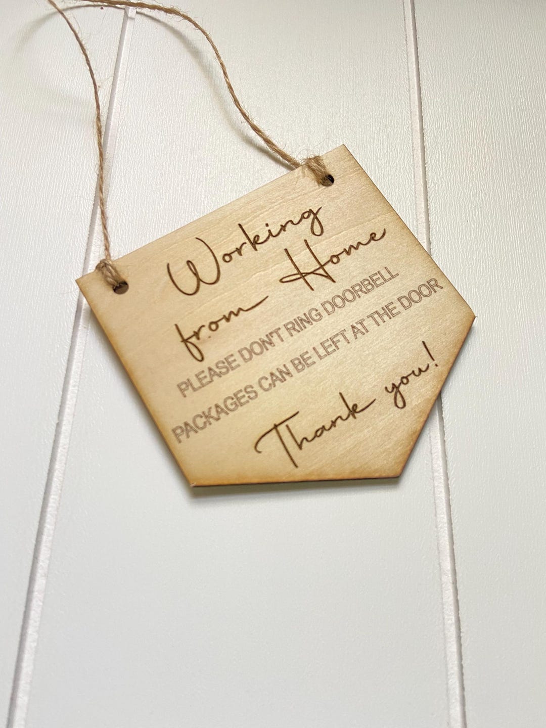Working From Home Sign: Baltic Birch Wood Door Hanger - Etsy