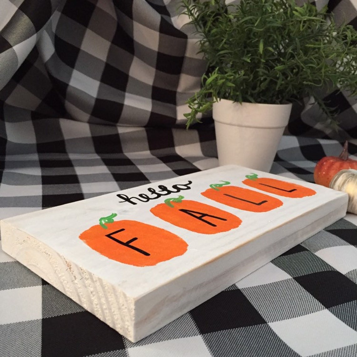 Hello FALL Pumpkin Sign Fall Tiered Tray Decor Farmhouse - Etsy