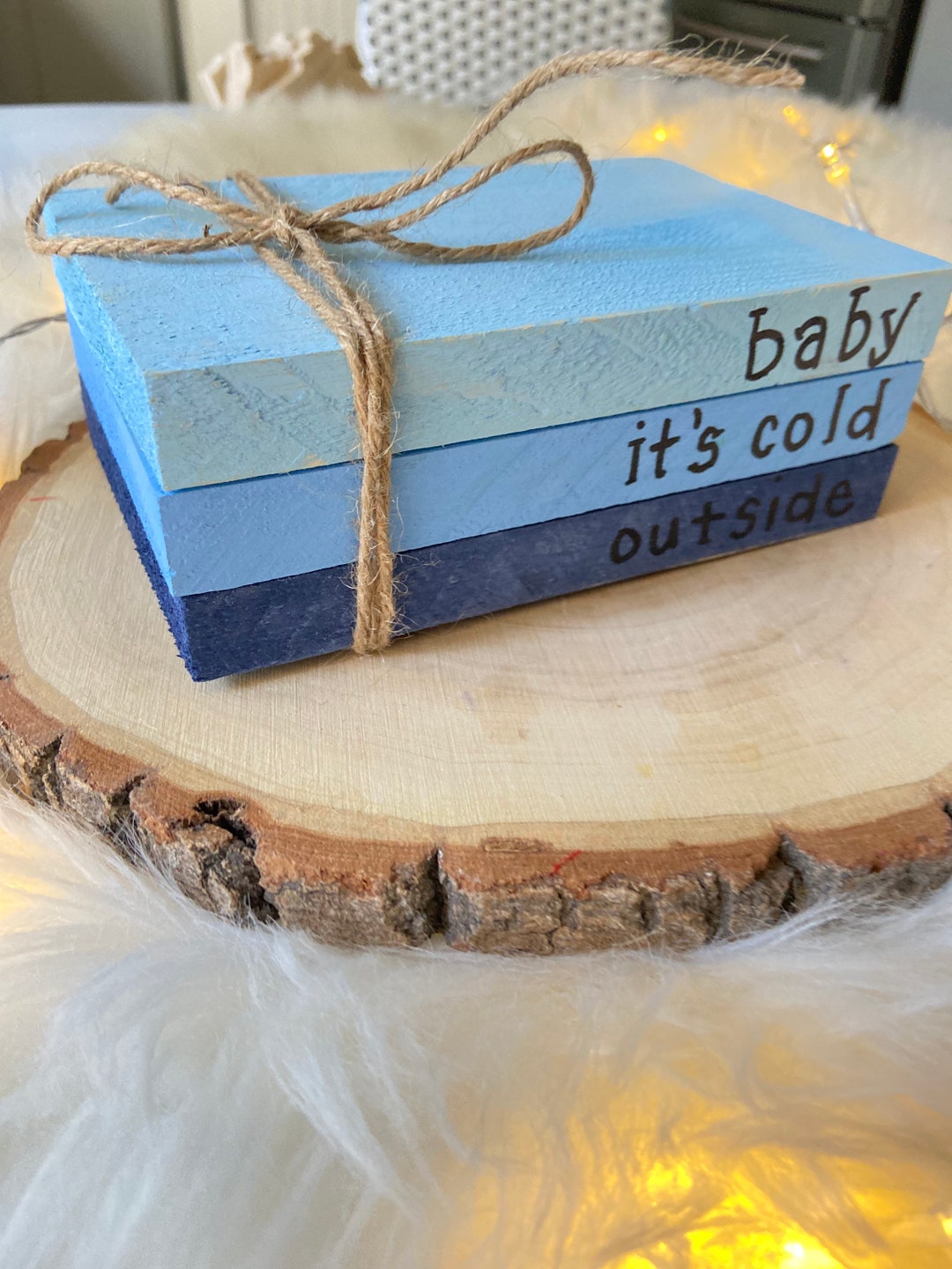 Winter Wonderland Book Stack: Aqua Tiered Tray Decor - Etsy