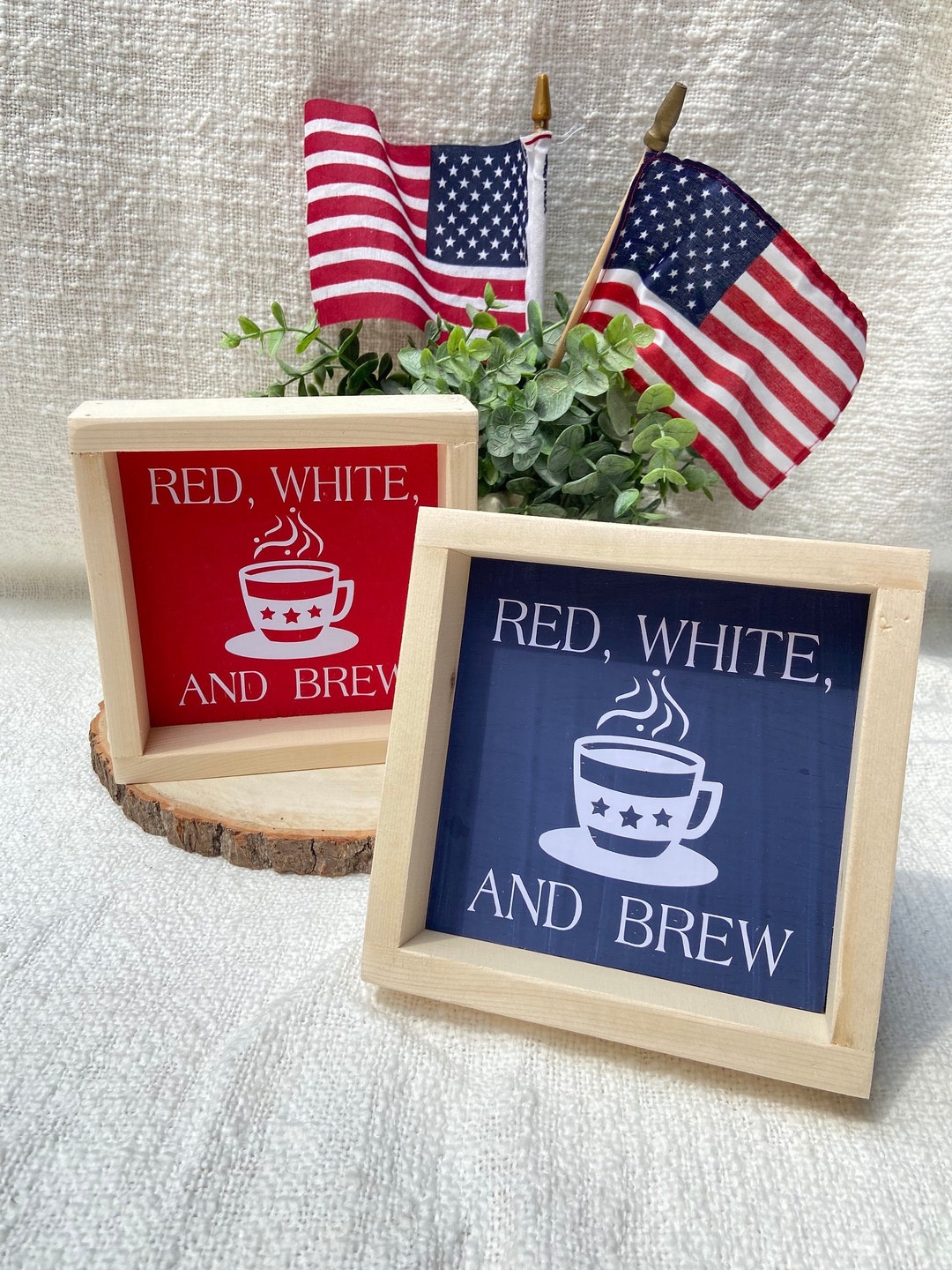 Patriotic Coffee Bar Sign: Red White and Brew Decor - Etsy