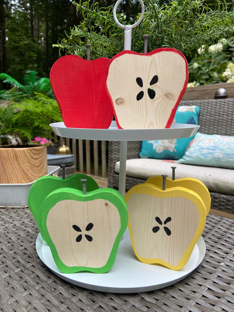 Wooden Apple Slice Apple Decor Fall Decor Apple Tiered - Etsy