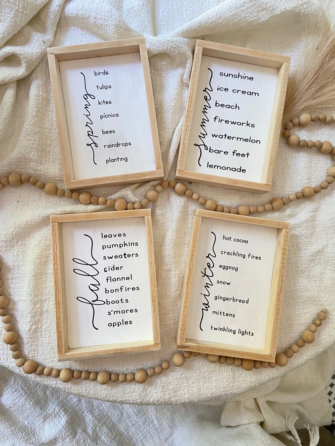 Set of 4 Seasons Framed Signs | Spring Summer Fall Winter Signs | All ...