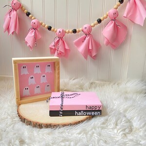 Pink Halloween Decor Bundle: Ghost Garland, Sign, Book Stack - Etsy