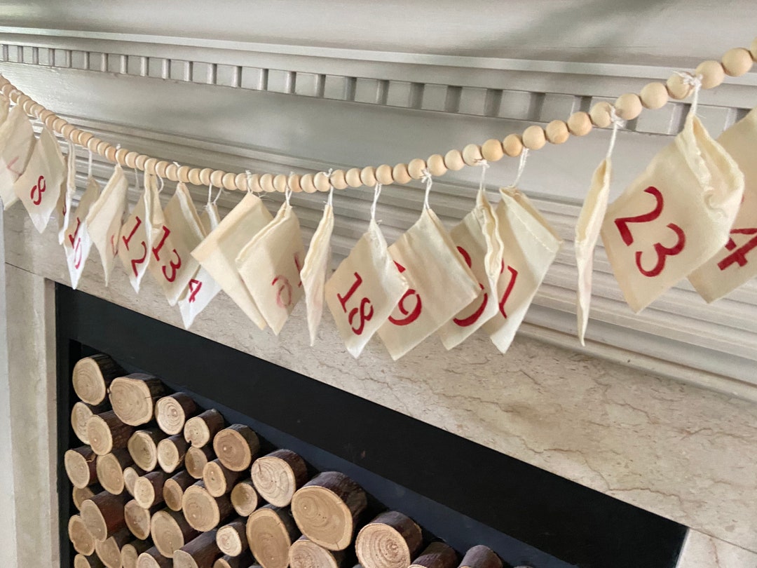 Christmas Advent Calendar Garland Countdown to Christmas Garland Boho ...
