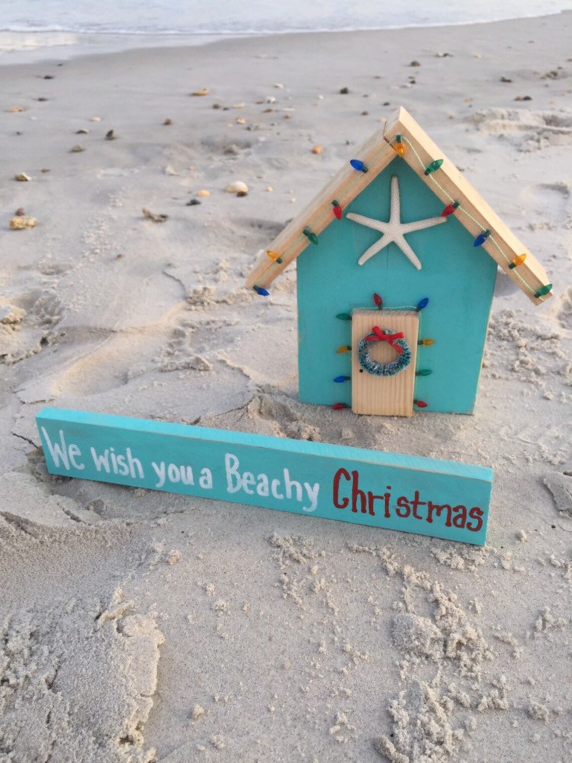 Coastal Christmas Beach Bundle Beach House and Wooden Sign - Etsy