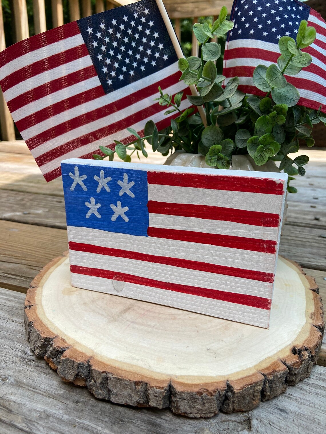American Flag Wooden Block 4x6 Sign Tiered Tray Decor - Etsy