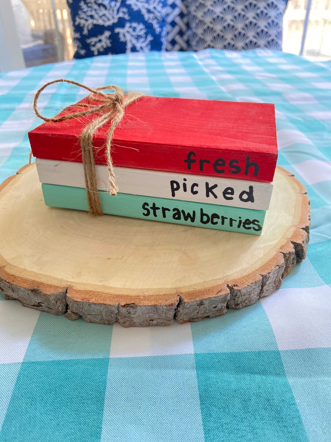 Strawberry Book Stack: Hand-painted Tiered Tray Decor - Etsy