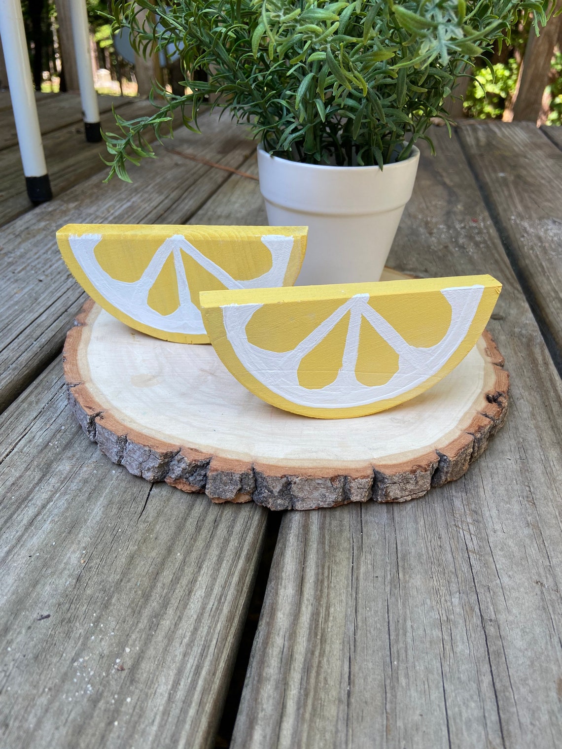 Set of 2 Wooden Lemon Half Slices Lemon Tiered Tray Decor - Etsy