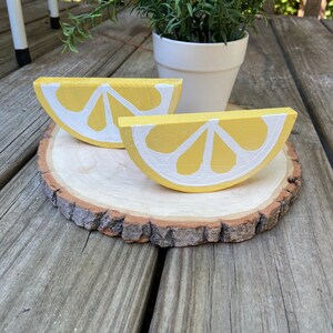 Set of 2 Wooden Lemon Half Slices | Lemon Tiered Tray Decor | Wood ...