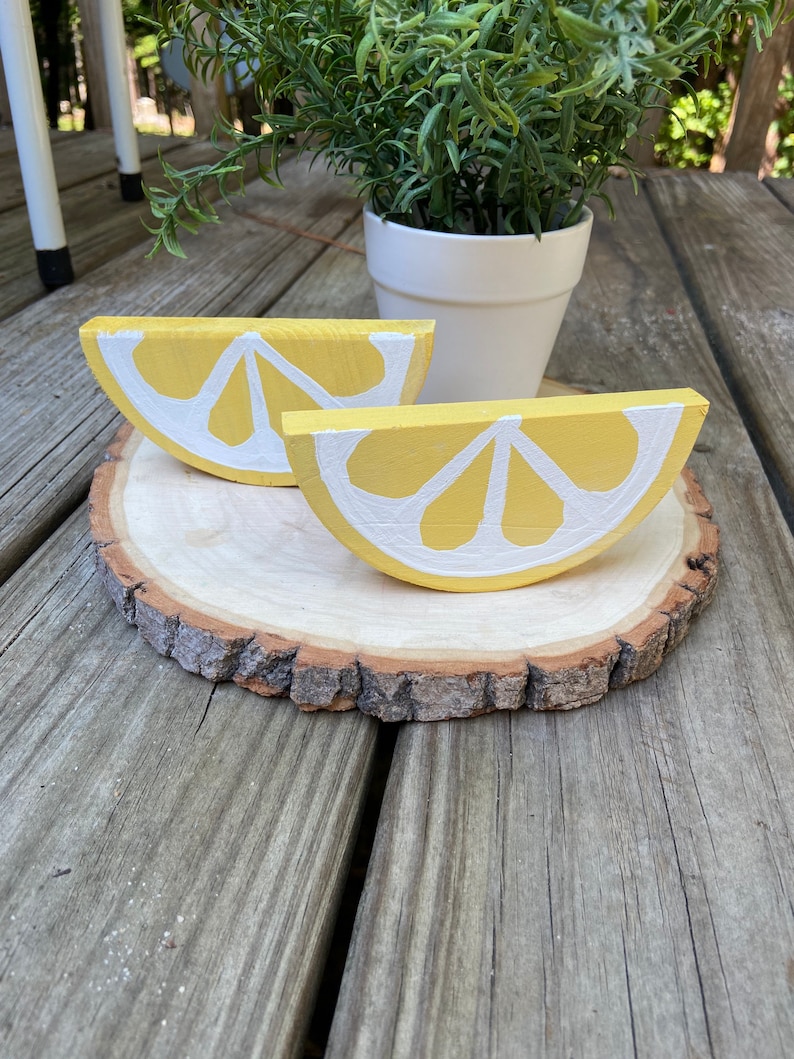 Wooden Lemon Slice Set: Summer Tiered Tray Decor - Etsy