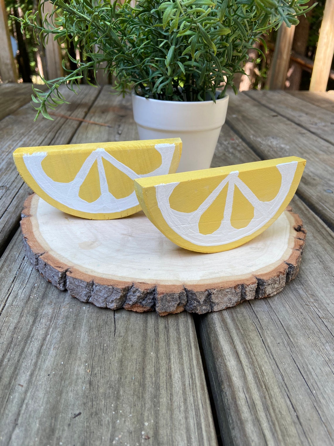 Set of 2 Wooden Lemon Half Slices Lemon Tiered Tray Decor - Etsy