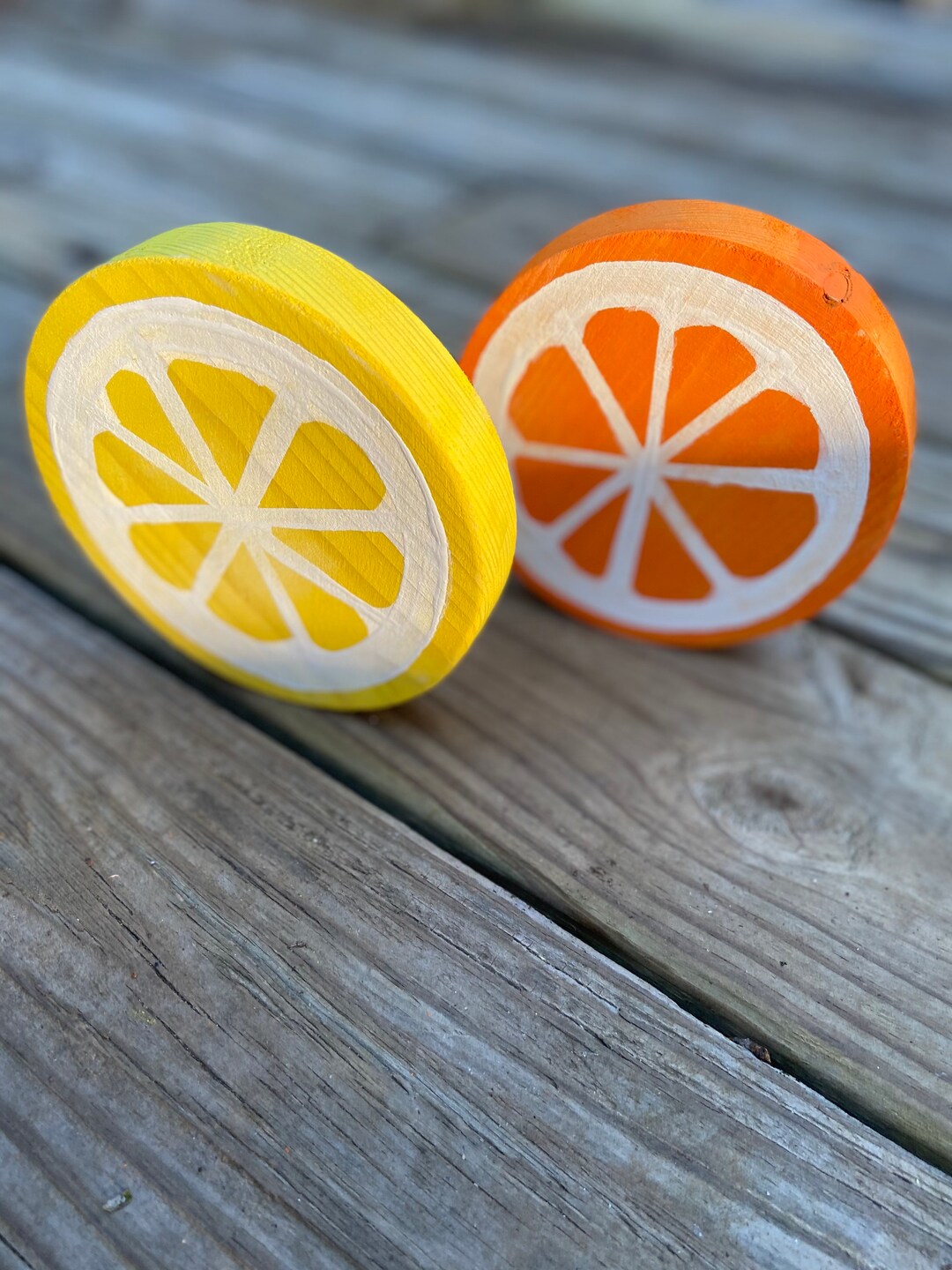 Set of 2 Wooden Orange and Lemon Slices Lemon Tiered Tray - Etsy
