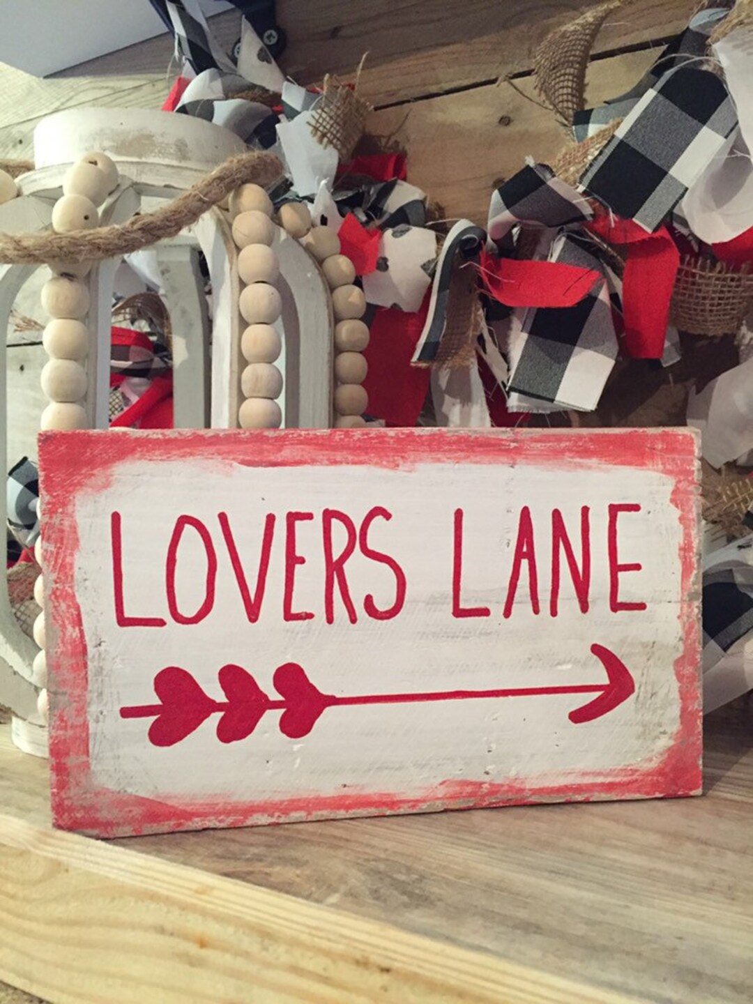 Lovers Lane Valentine’s Day Wooden Sign Perfect for Tiered Trays ...