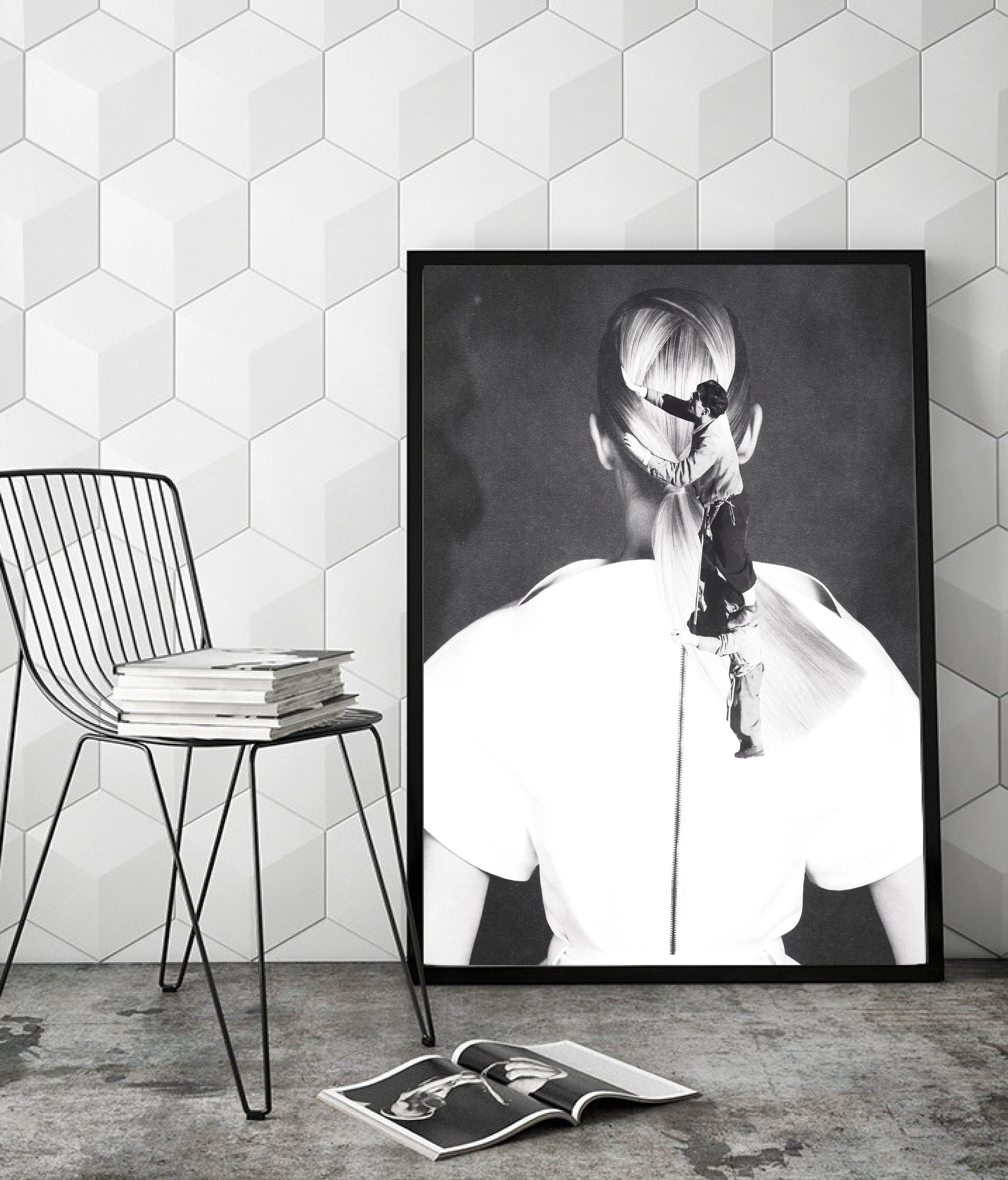 Black and white art print paper collage art surreal collage | Etsy