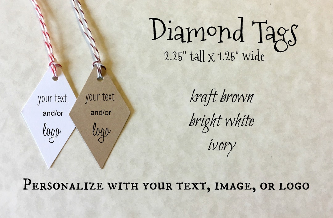 Diamond Shaped Tags - Custom / Personalized Printed Tags . Kraft Brown ...