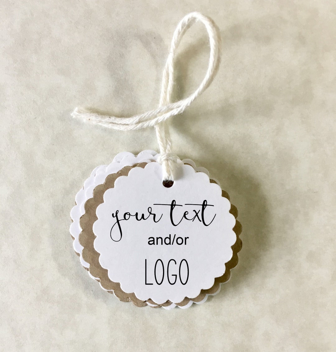Custom Scalloped Tags - Mini Scallop Circle Tags, 1.5" Round, Kraft ...