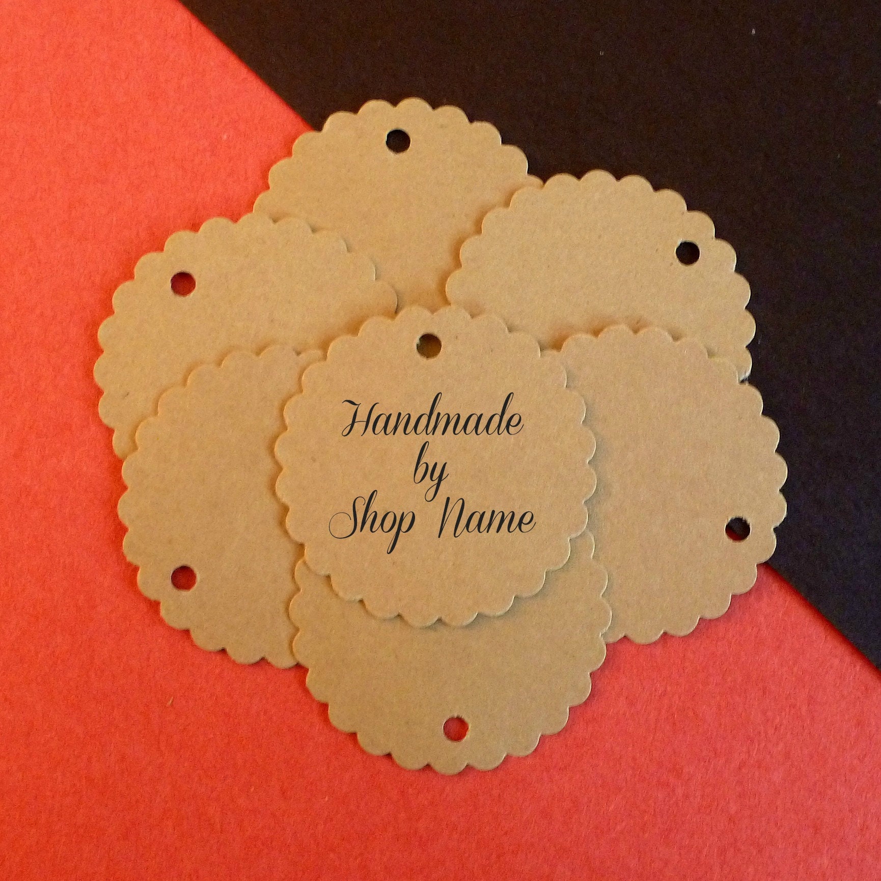 Mini Scalloped Circle Tags . kraft brown tags 1.5 | Etsy