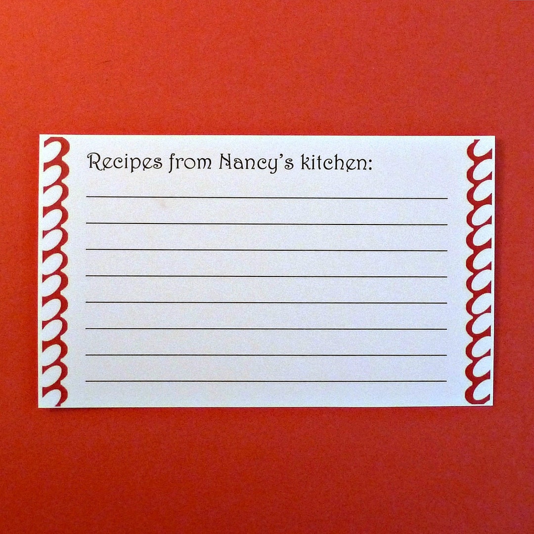 Personalized Recipe Cards - Custom 3x5 Cards for Cooks or Chefs ...