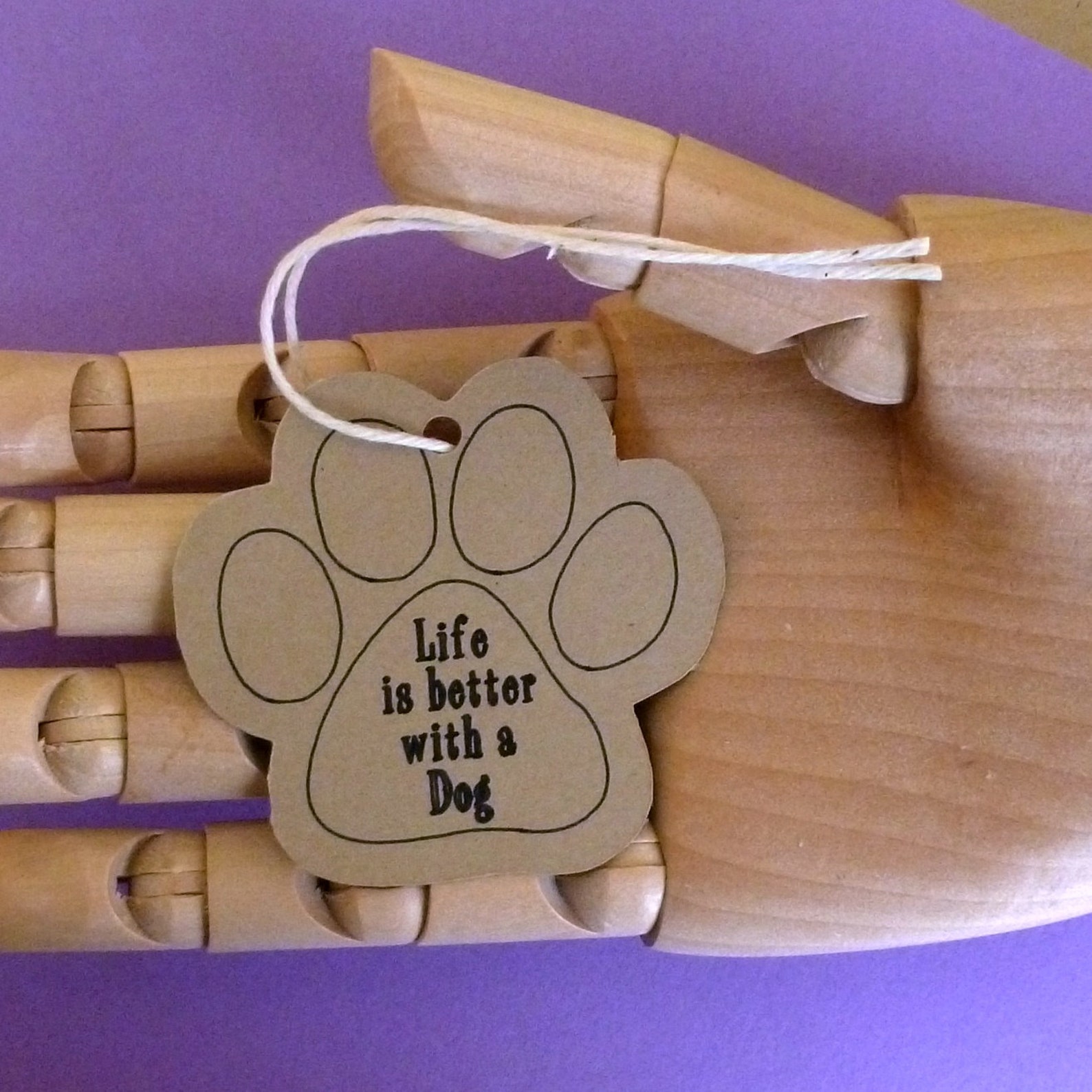Large Dog Paw Print Tags - Kraft Tags 2.5"x2.5" With Twine Ties ...