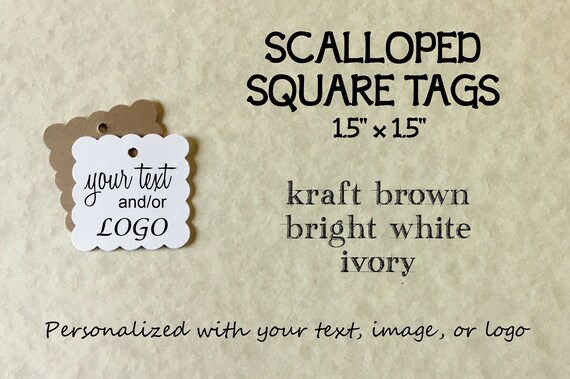 Scalloped Square Tags Custom Printed Personalized Tags . - Etsy