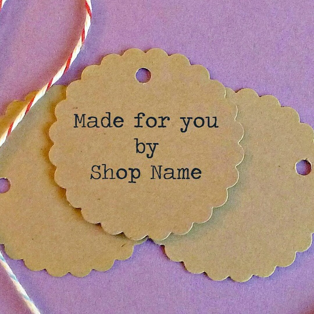 Kraft Scalloped Circle Tags - Personalized Price or Gift Tags . Round ...