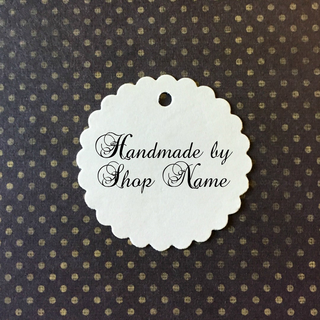 Mini Scalloped Tags - White 1.5" Diameter Personalized Tags Printed ...