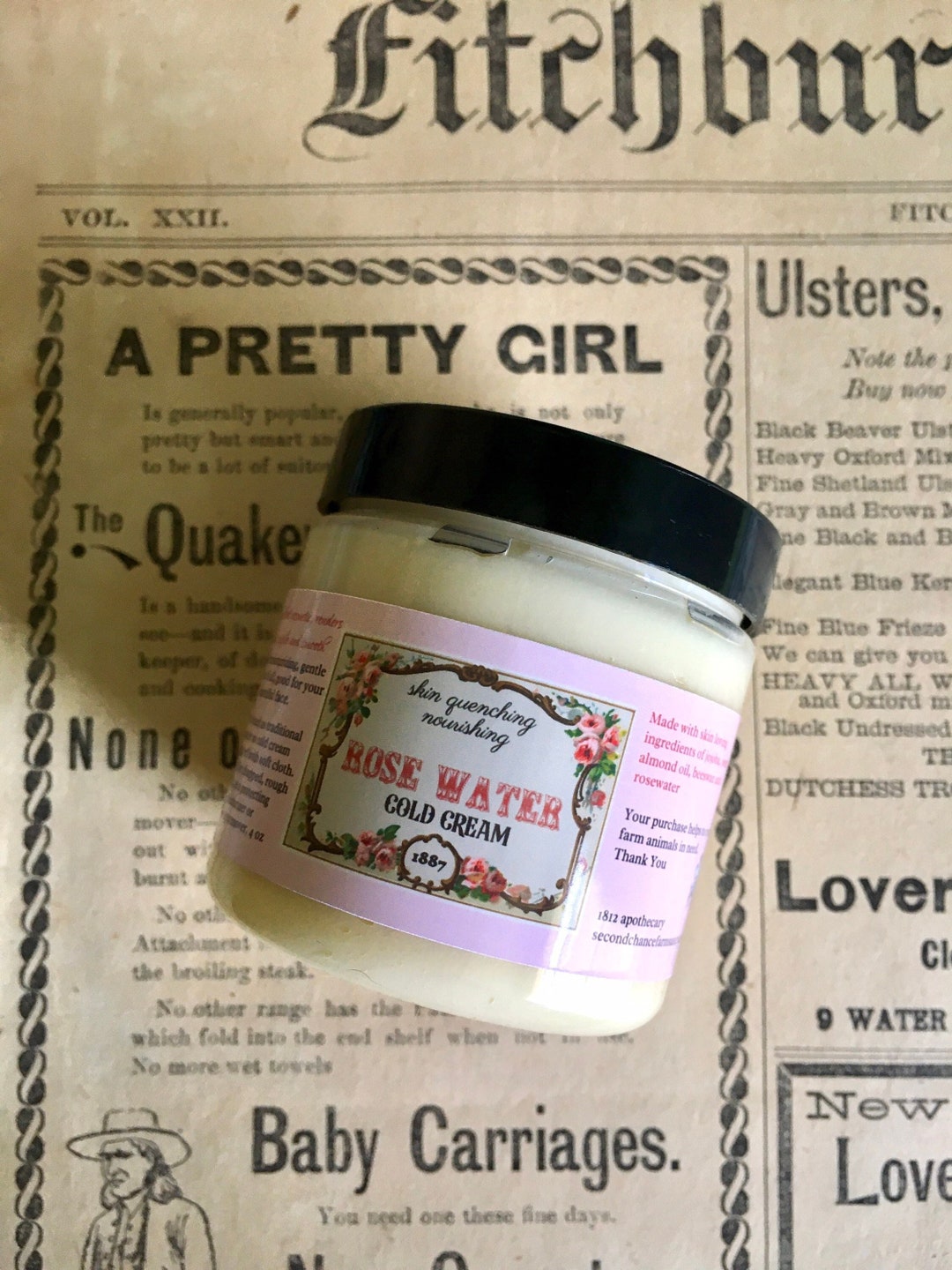 Rose Cold Cream, 1887 Recipe, Face Cream, Victorian Makeup, Cleansing ...