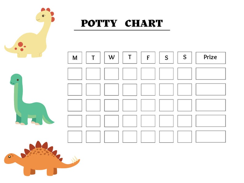 Dinosaur Potty Chart Template/potty Chart Template - Etsy