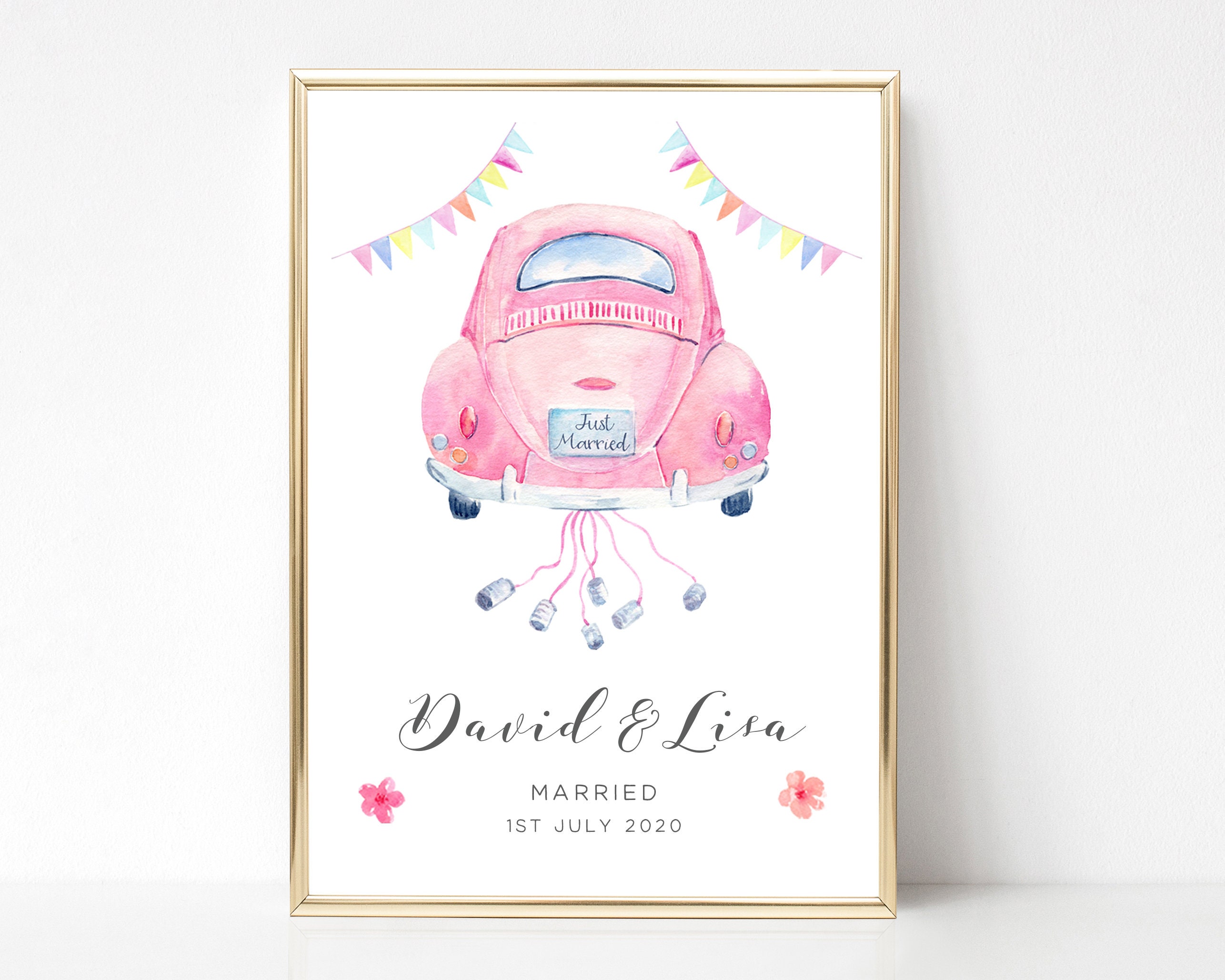 Car Wedding Print Picture Personalised Wedding Gift for - Etsy
