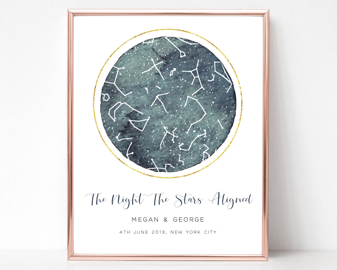 Night Sky Map Wedding Gift for Couple, Personalized Star Map Print ...