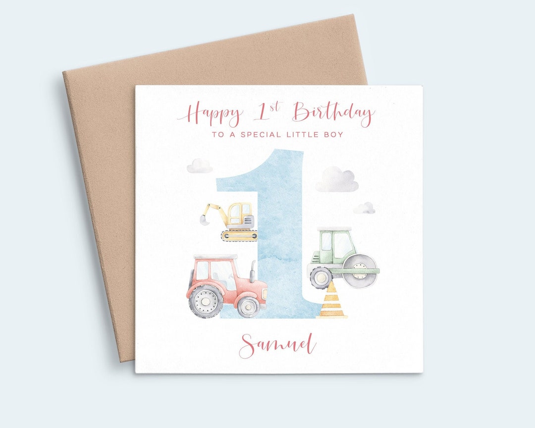 Tractor 1st Birthday Card Boy Truck First Birthday Card - Etsy