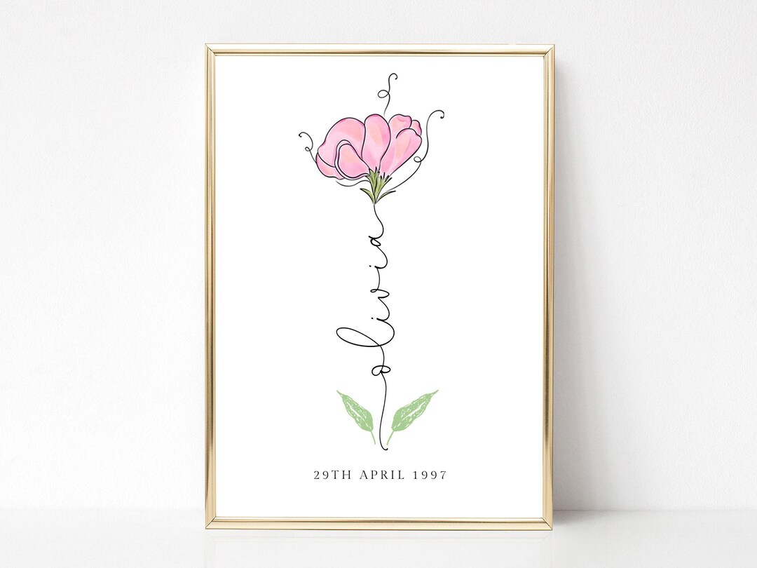 April Birth Flower Print Personalized, April Birthday Gifts for Women ...